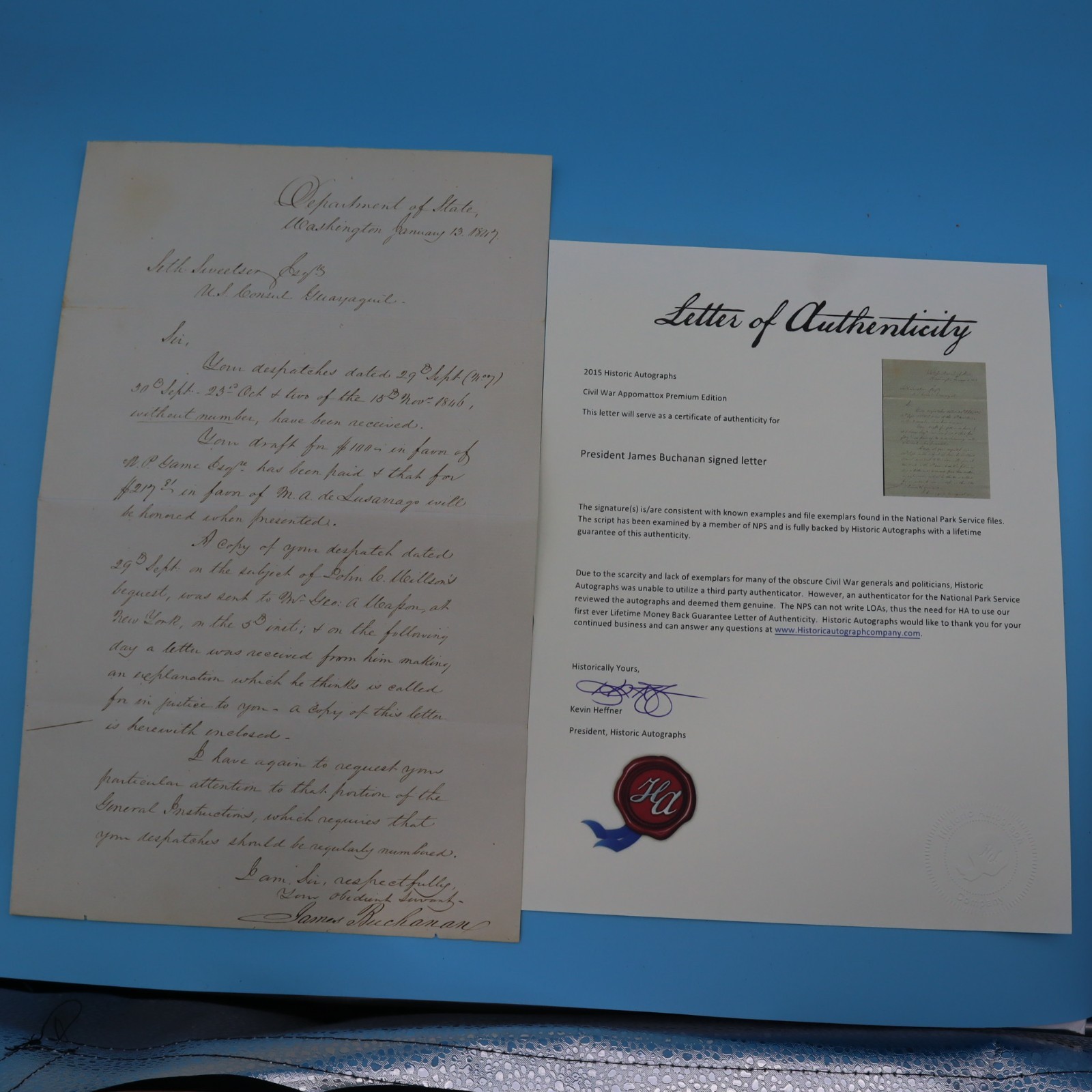 President James Buchanan signed Hand Written Letter HISTORIC AUTO LOA ...