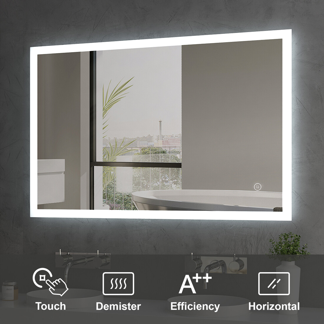 LED Bathroom Miror Lights Touch Sensor Switch Illuminated Demister Pad ...