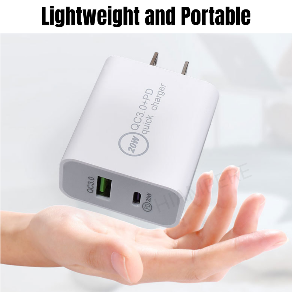 20W Type C Fast Charger Cube Dual Port QC USB A&PD USB C Plug For ...
