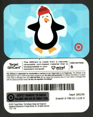 TARGET Penguin Making Snow Angel ( 2007 ) Gift Card ( $0 ) | eBay