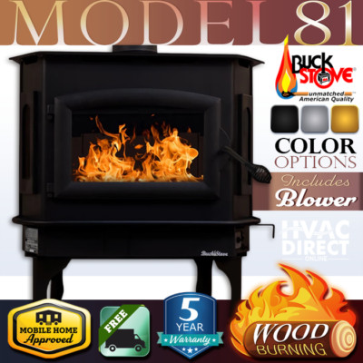 Buck Stove Model 81 Freestanding Wood Burning Stove w/ Blower - Up to ...