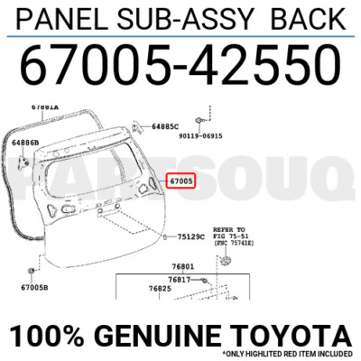 6700542550 Genuine Toyota PANEL SUB-ASSY BACK 67005-42550 | eBay