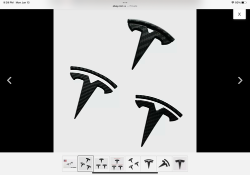 Gloss Carbon Fiber Tesla Car Front Rear Steering Wheel Emblem Cover For ...