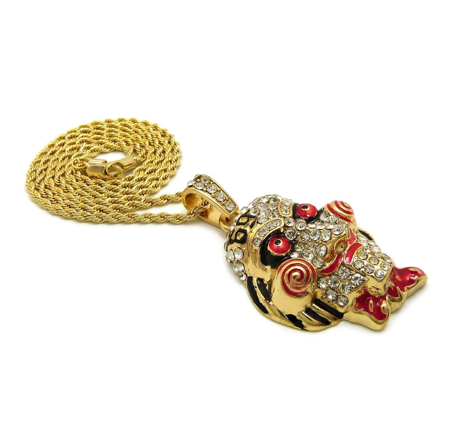 Iced 6ix9ine Jigsaw Necklace & Hip Hop Gold plated Metal Bust Down ...