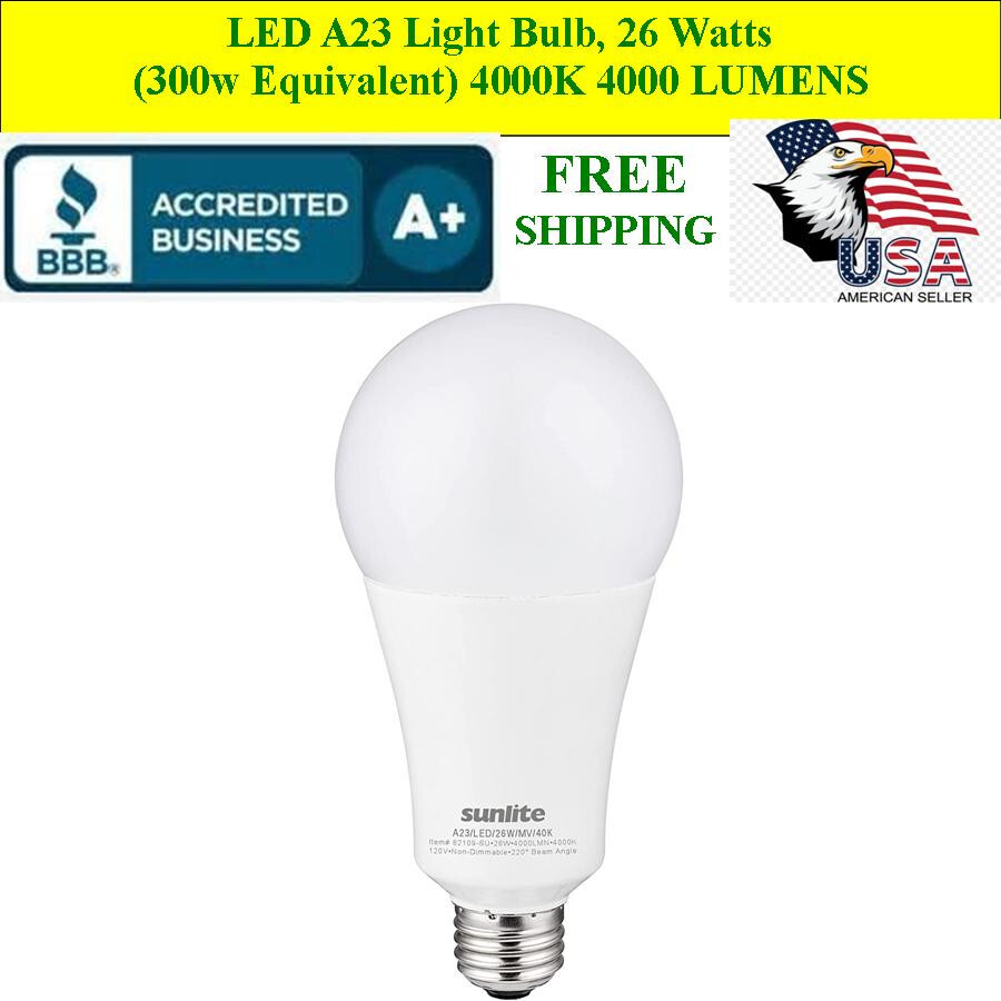 Sunlite LED Light Bulb 4000K Cool-White 26W 4000 Lumens 120-227V 82109 ...