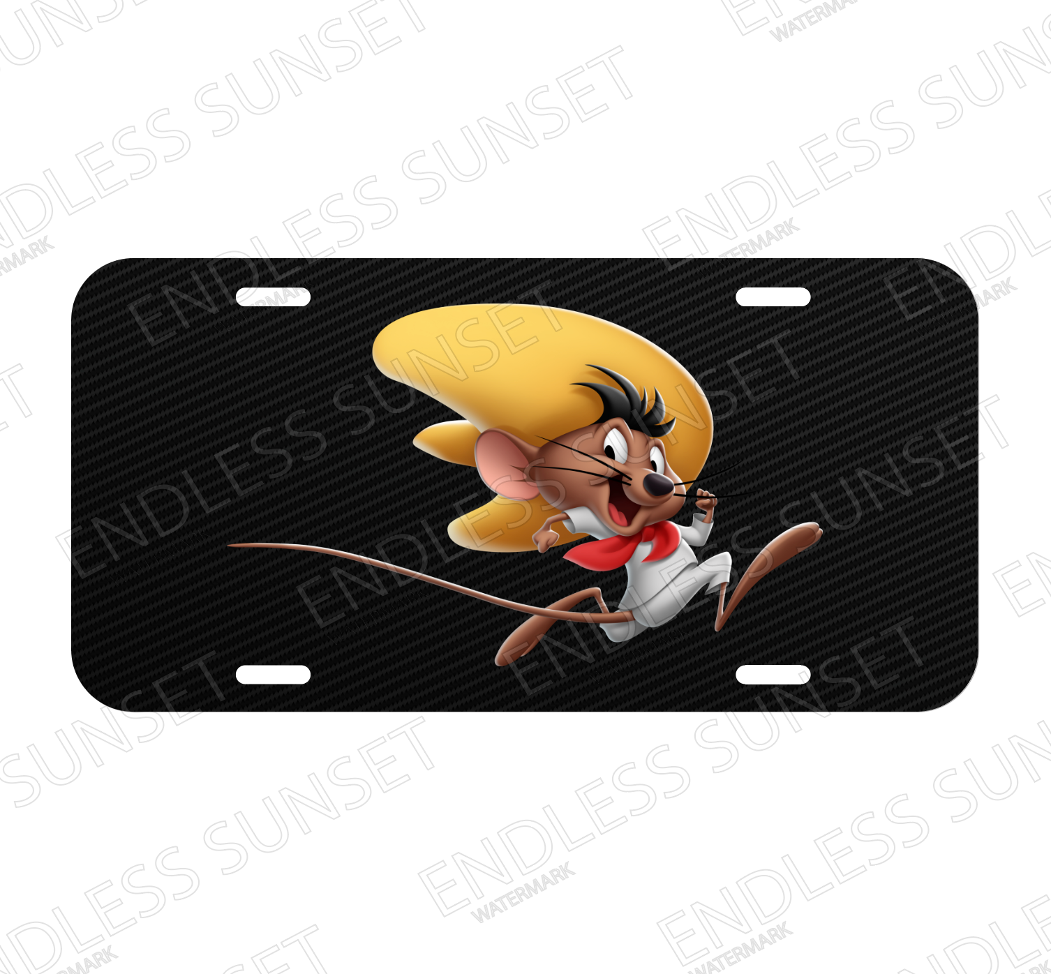 Speedy Gonzales Cartoon Mouse Simulated Carbon License Plate Front Auto ...