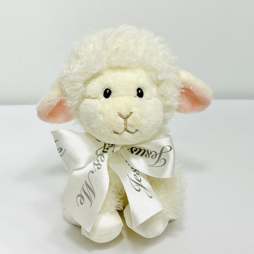 Aurora Baby Plush Lamb Satin Paws Jesus Loves Me 8” Ivory Stuffed Toy ...