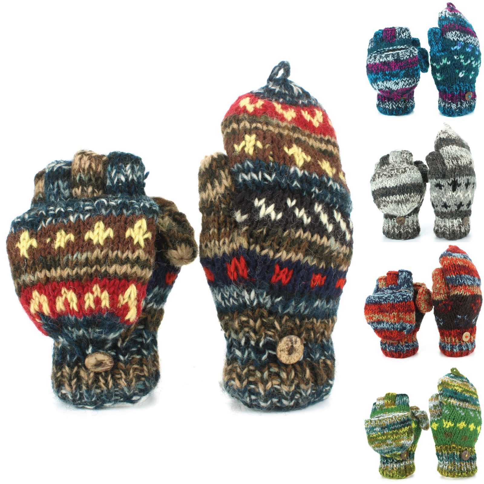 Wool Gloves Mittens Fingerless Fleece Lined ABSTRACT Knit Shooting ...