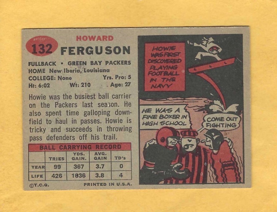 1957 topps set break HIGH # 132 HOWIE FERGERSON green bay packers NM | eBay