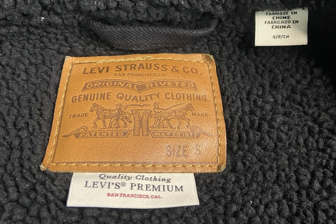 Levis Jacket Mens Small Denim Black Jean Trucker Sher… - Gem