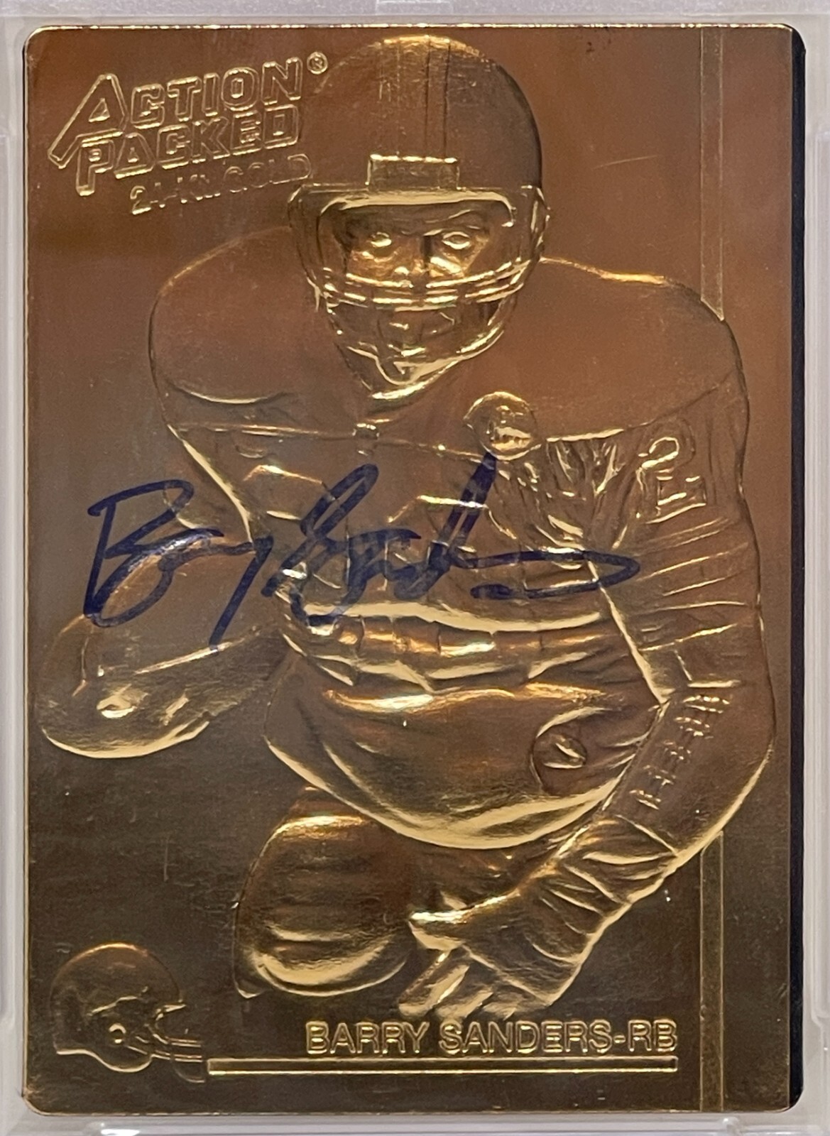 Barry Sanders Signed 1992 Action Packed 24KT Gold Prototype Lions Card ...