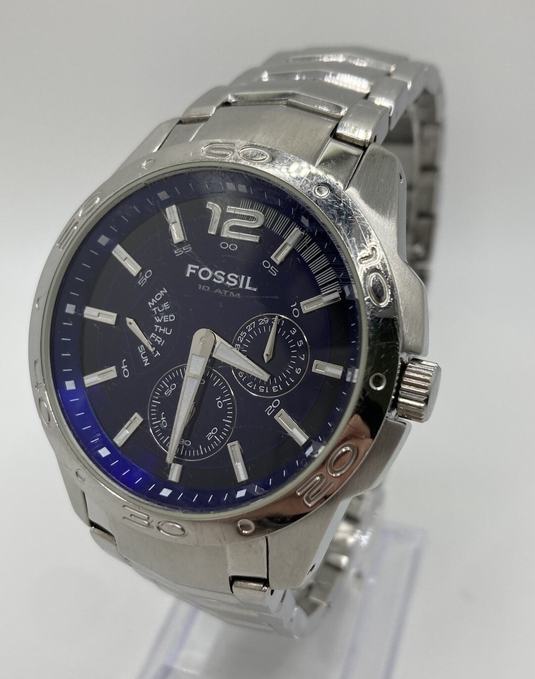 Fossil Men’s Chronograph Royal Blue Dial Stainless Steel Watch Sporty ...