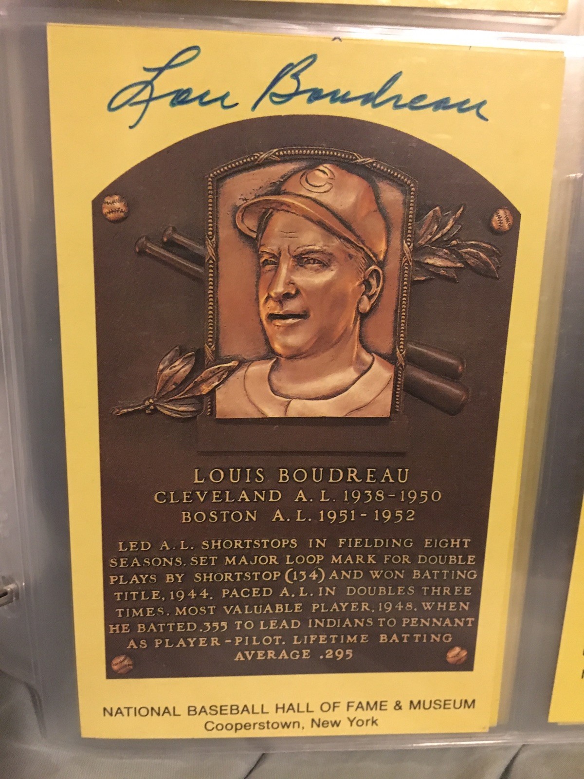 Lou Boudreau autographed Hall of Fame baseball plaque card | eBay