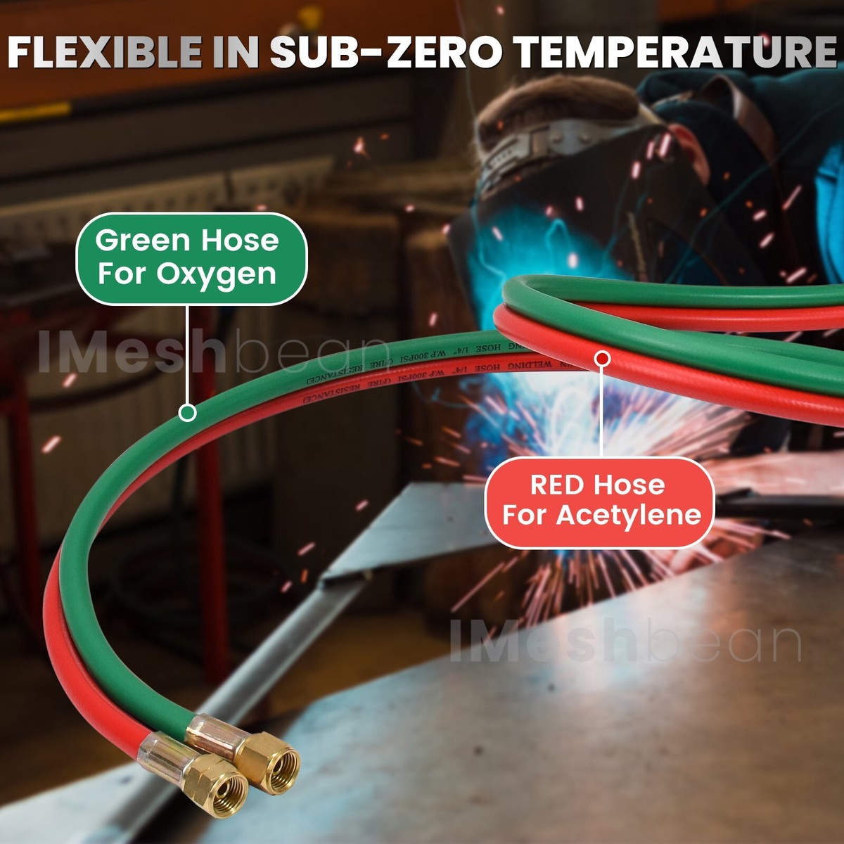 Hose Torch Reel Oxygen Acetylene Hose VEVOR , 1/4-Inch X 50FT Oxy ...
