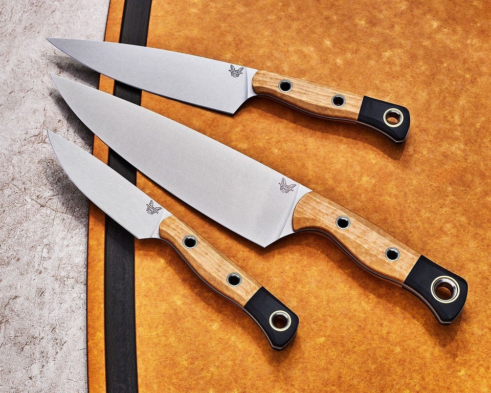 Benchmade Cutlery 3 Piece Kitchen Chef Knife Set, Maple Valley Richlite ...