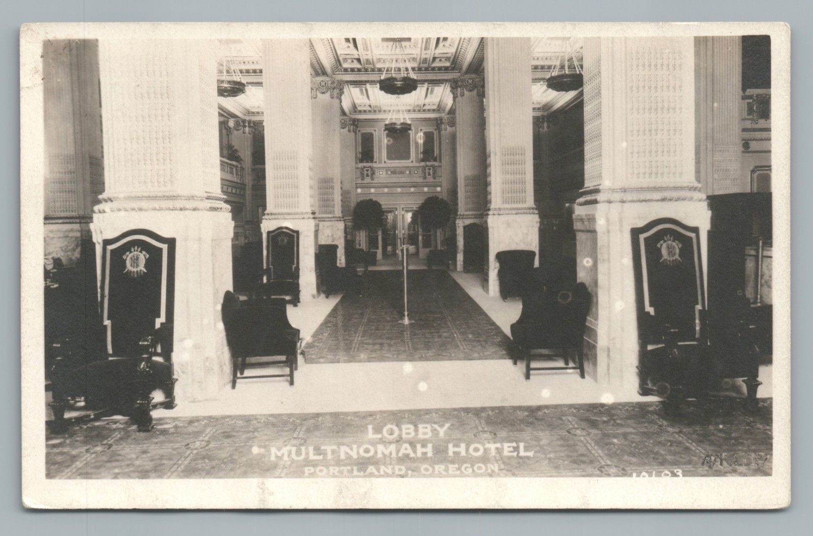 Multnomah Hotel Lobby RPPC Portland Oregon—Antique Interior Photo ...