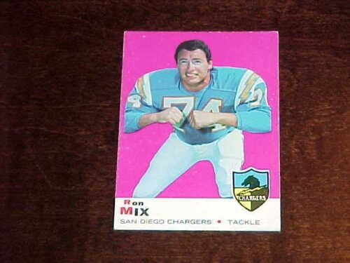 1969 Topps Football Green Back Line Print Error Card Ron Mix San Diego ...