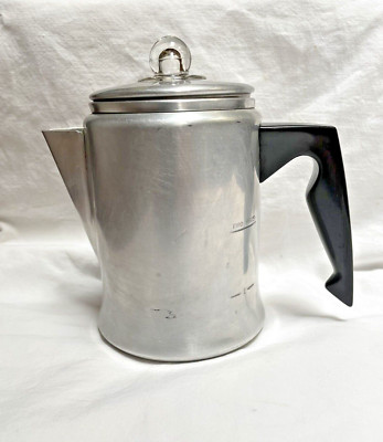 VINTAGE RARE MIRRO ALUMINUM 2 CUP COFFEE POT COMPLETE GLASS PERCULATOR ...