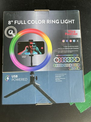Vivitar RGB Full Color 8" LED Ring Light Kit VlogPodcast Streaming ...
