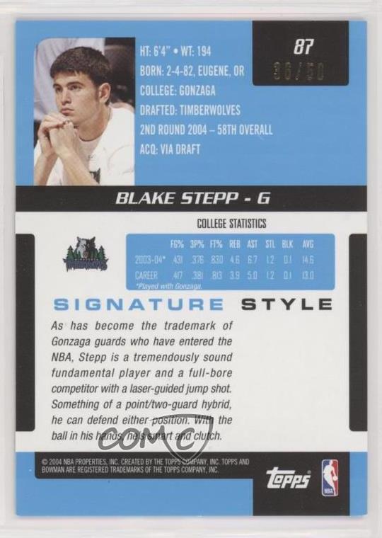 2004-05 Bowman Signature Foil /50 Blake Stepp #87 Rookie RC | eBay