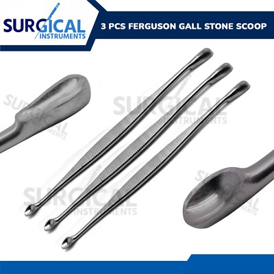 3 Pcs Ferguson Gall Stone Scoop Surgical OB/GYN Instruments German ...