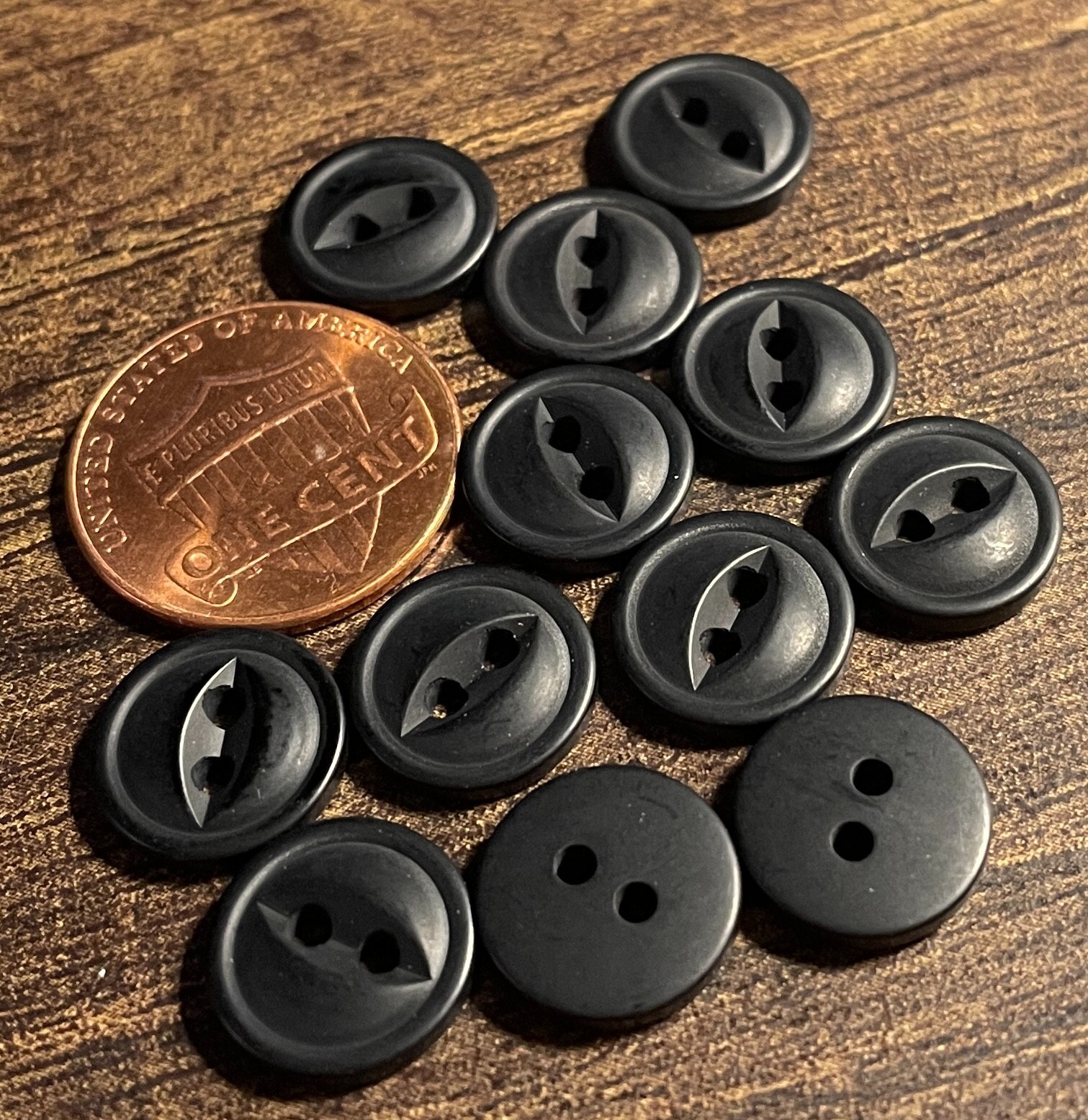 12 Vintage NOS Black Plastic Cat Eye Buttons Sew-through 2-hole 7/16 ...