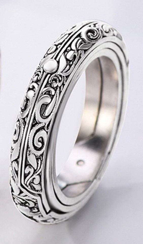 Silver Sphere Ring Ladies Mens Unisex Unusual Magic Trick Expands Zen ...