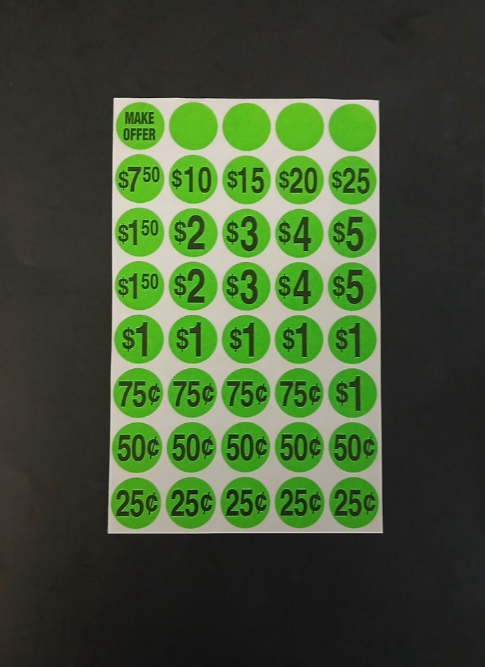200pc🟢Priced Garage Sale Stickers Labels Price Tags Yard Estate Flea ...