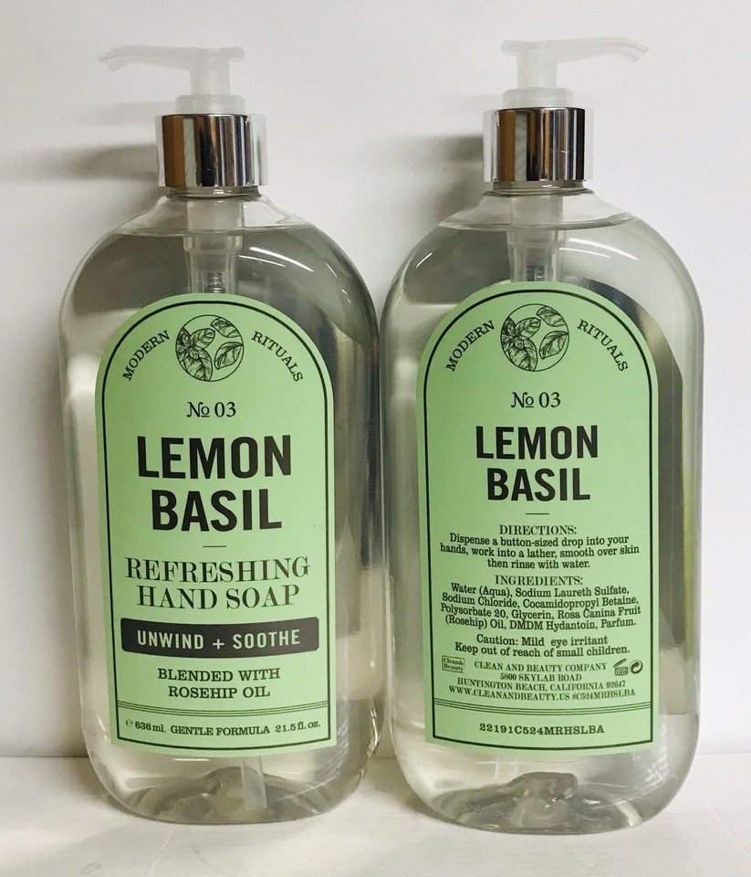 2-Pack Modern Rituals ~ Lemon Basil Refreshing Hand Soap with Rosehip ...
