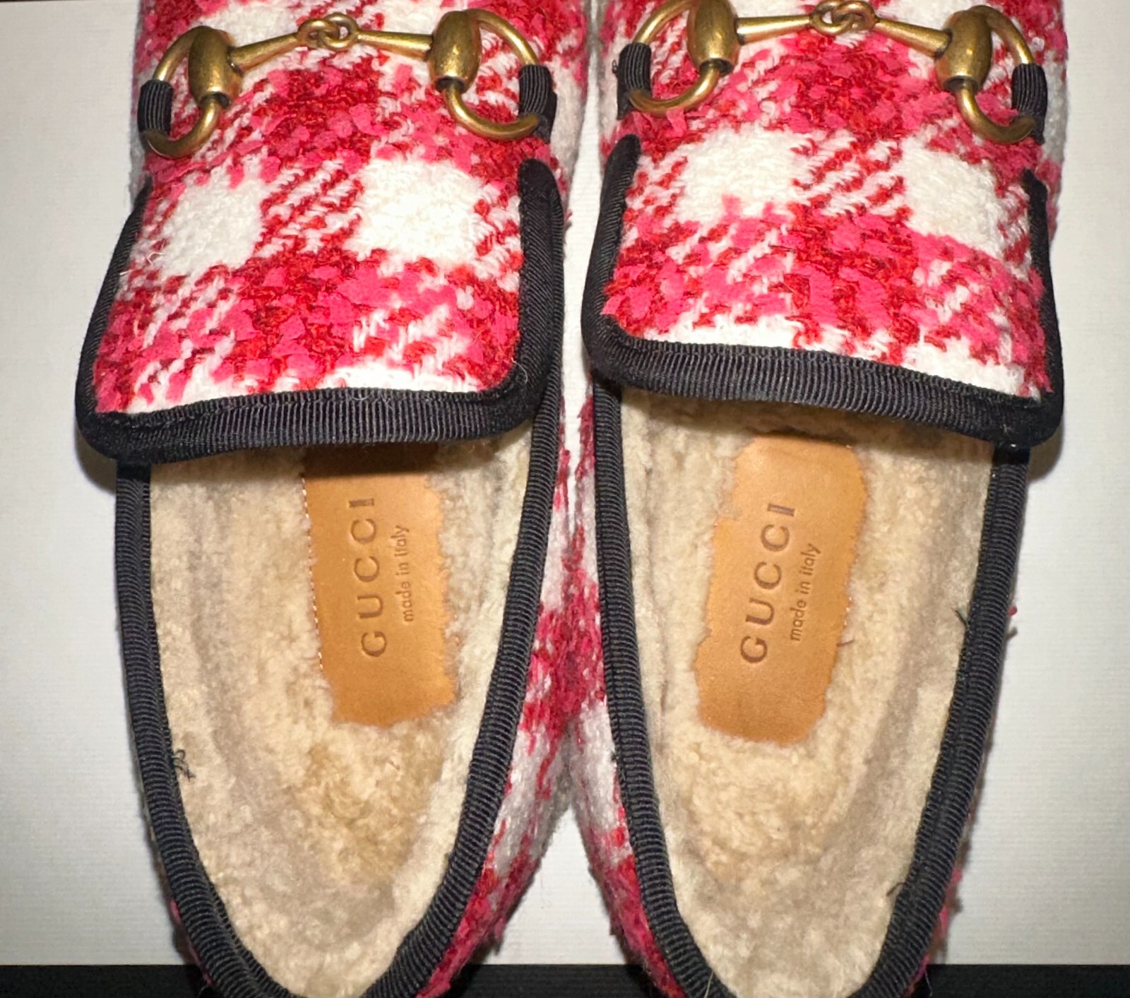 Gucci Women's Red/White Checker Wool Horsebit Loafers EU 36.5/US 6.5 ...
