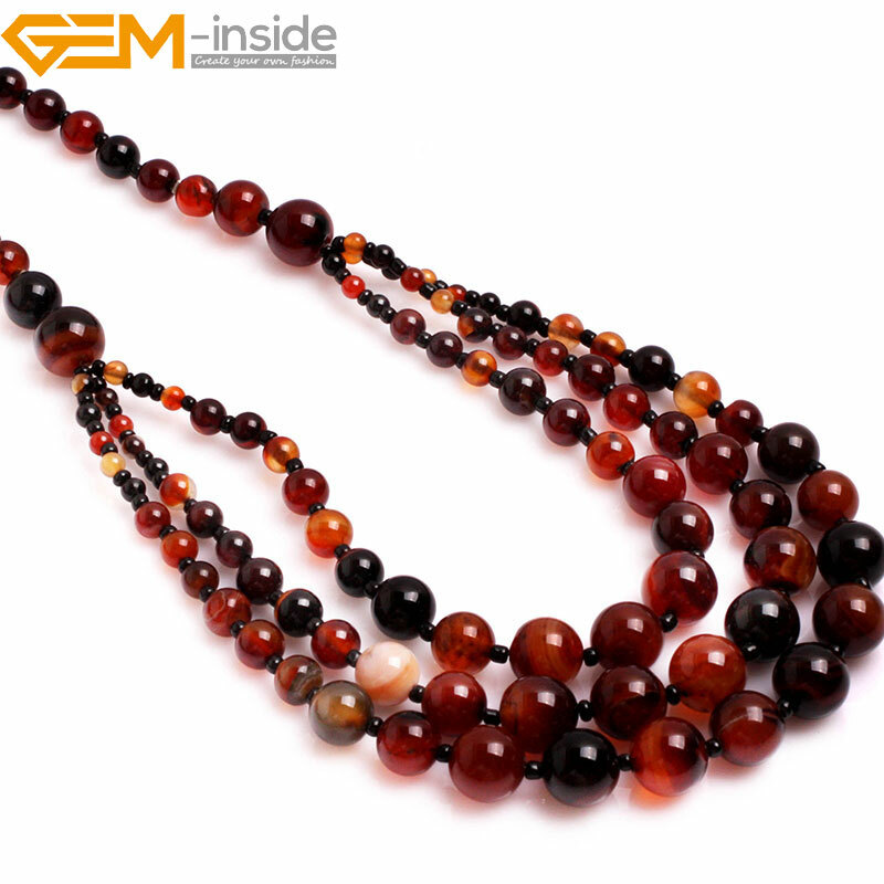 8-12mm Gemstones Beads Jewelry Beaded Princess Charm Necklace Women ...