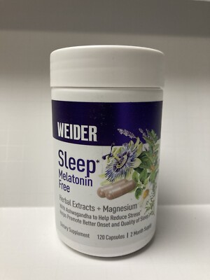 Weider Sleep Melatonin Free Sleep Aid, 120 Capsules - 2 Month- Exp. 01/ ...