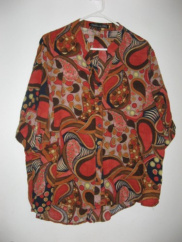 WILLOW TREE MULTICOLOR SHORT SLEEVE BUTTON UP RELAXED FIT TOP SIZE 10 ...