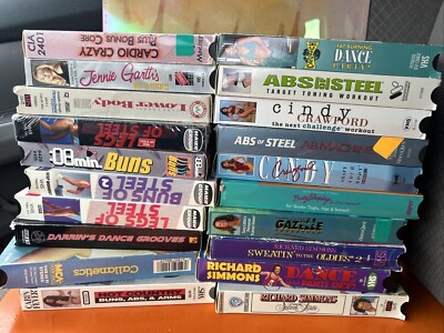 Lot of 20 VHS Workout Tapes! Jane Fonda, Buns of Steel, Richard Simmons ...