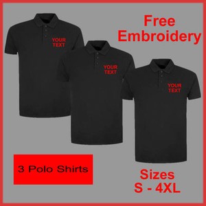 PERSONALISED EMBROIDERED TEXT BUSINESS WORK WEAR PACKAGE POLOS SHIRTS ...