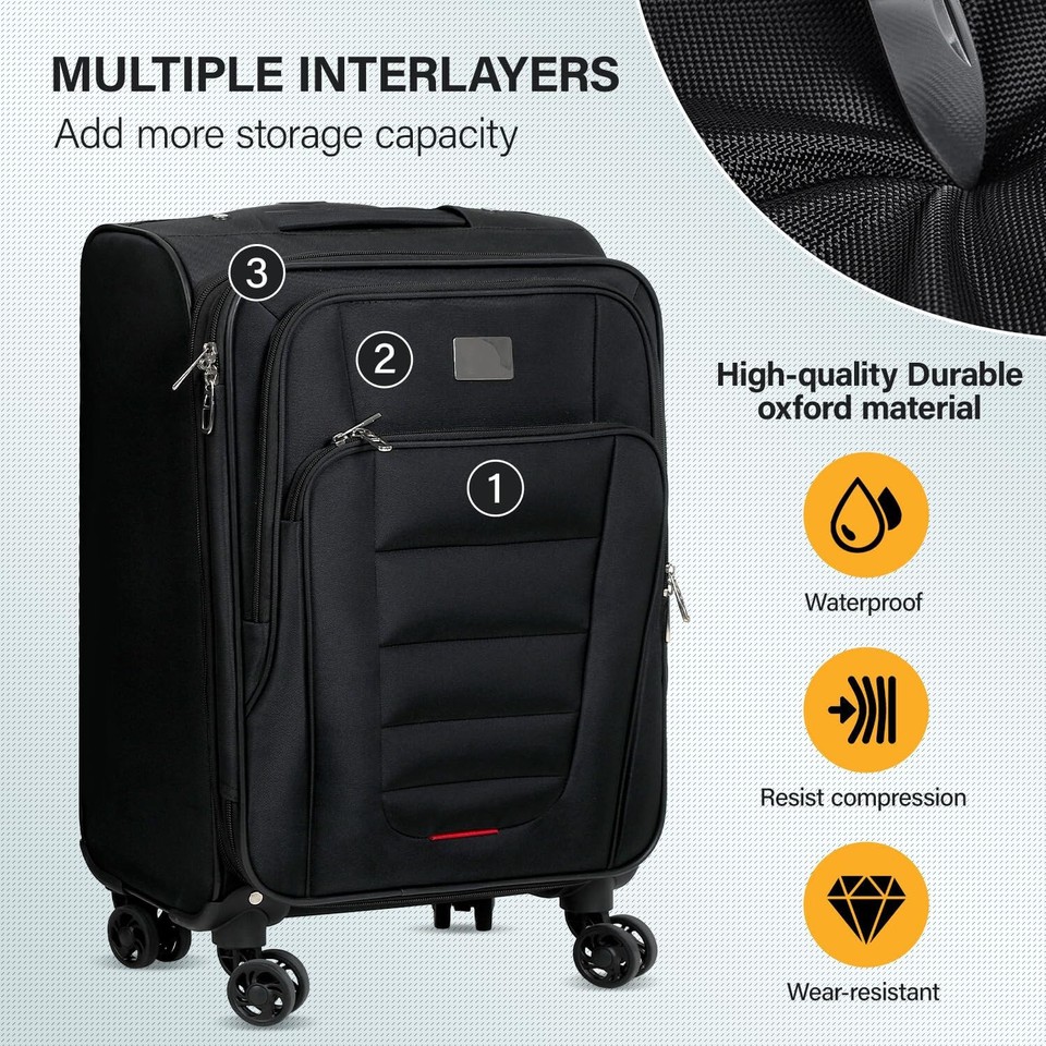 Luggage Set Expandable Suitcase Lightweight Travel Suitcase Set 3 ...