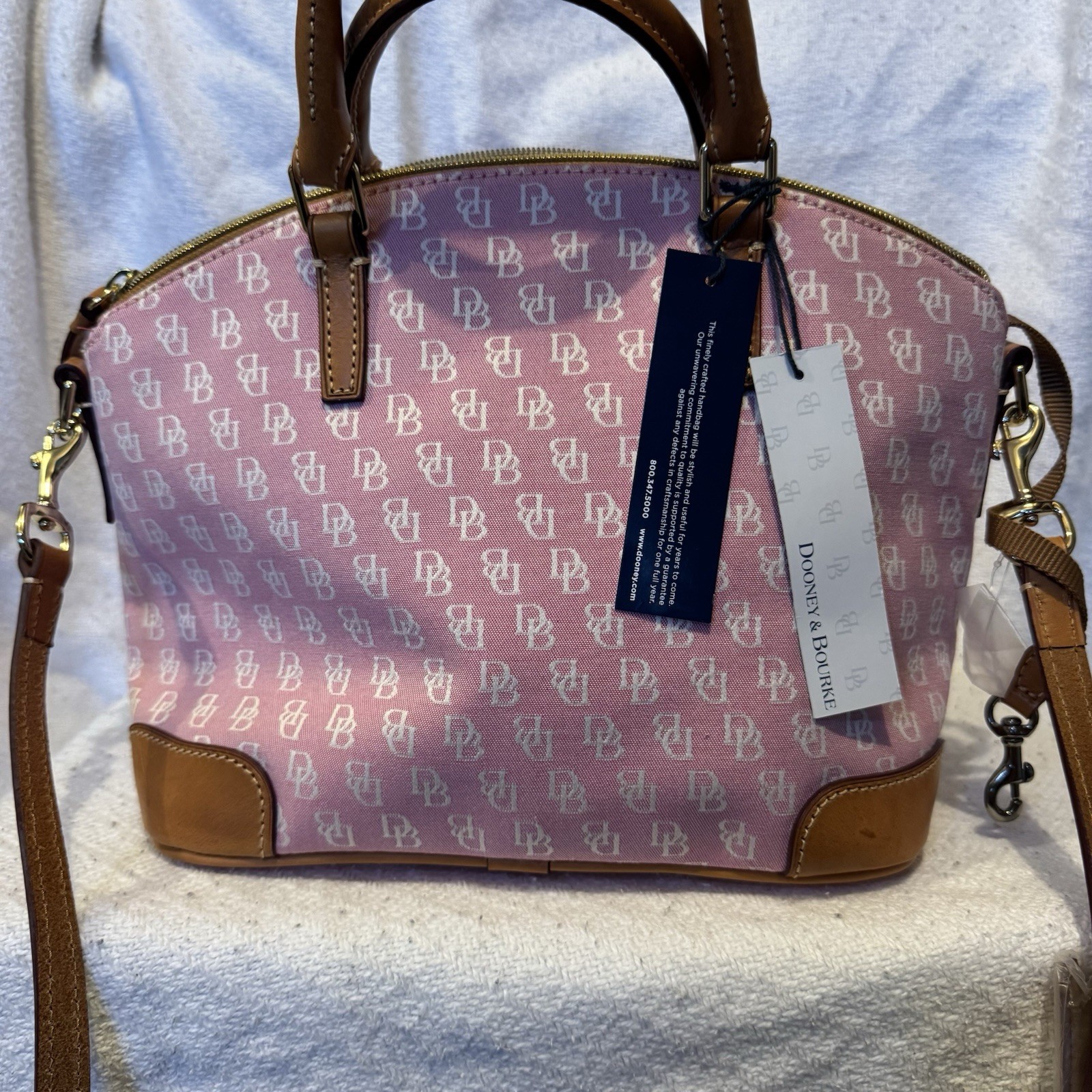 Dooney & Bourke Handbag Charlie Satchel Canvas Crossbody Signature Logo ...