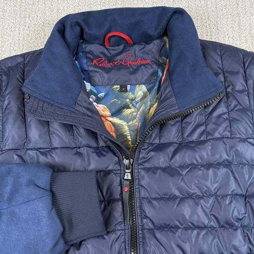 NWT Robert Graham Men’s Medium Blue Quilted Bomber Jacket Full Zip ...