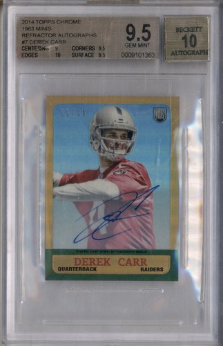 2014 Topps Chrome 1963 Mini Rookie Autograph Derek Carr RC Auto /15 BGS ...