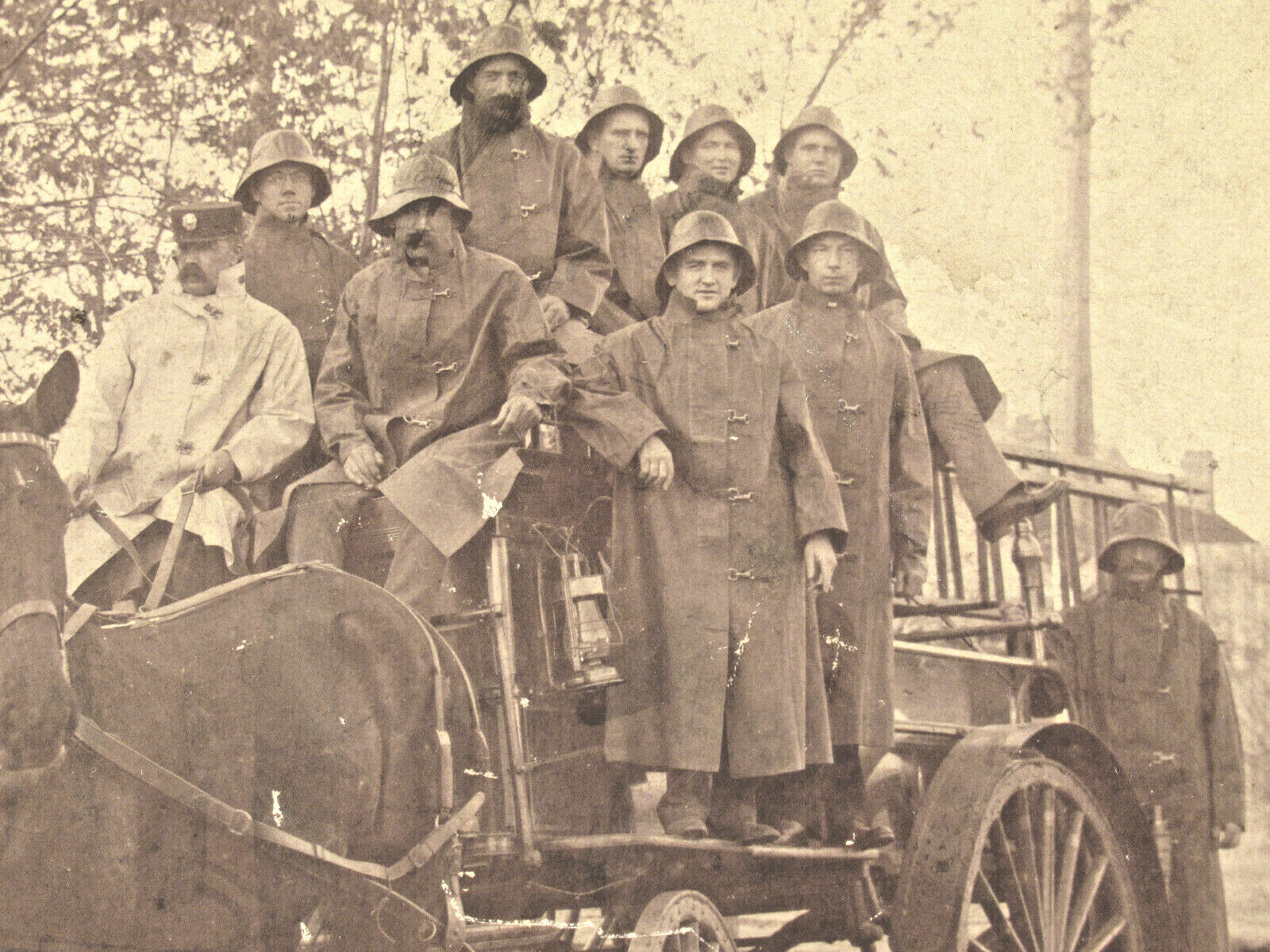 ANTIQUE GOLD COUNTRY PHOTO of 10 FIREMAN IN HORSE DRAWN WAGON,1850-1899 ...
