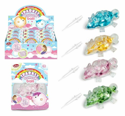 UNICORN SPARKLY BALLOON BALL Inflatable Blowup Squeeze Bouncing Balls ...