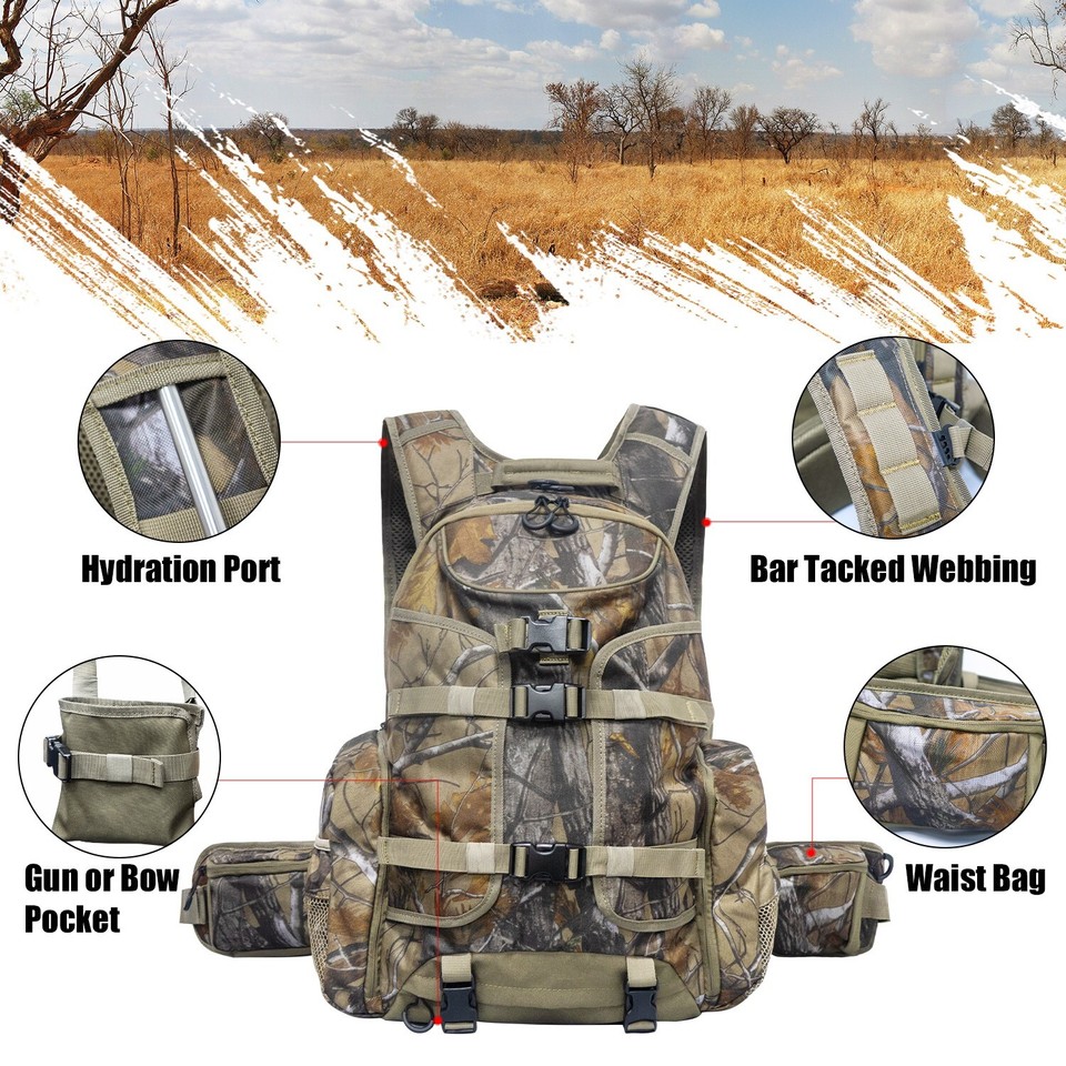 Hunting Backpack Waterproof Camo Packs Durable Large Capacity Day Pack for Rifle | eBay