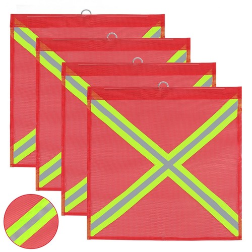 4 Pieces 18 x 18 Inch Reflective Safety Flags with Wire Loop, Red Mesh ...