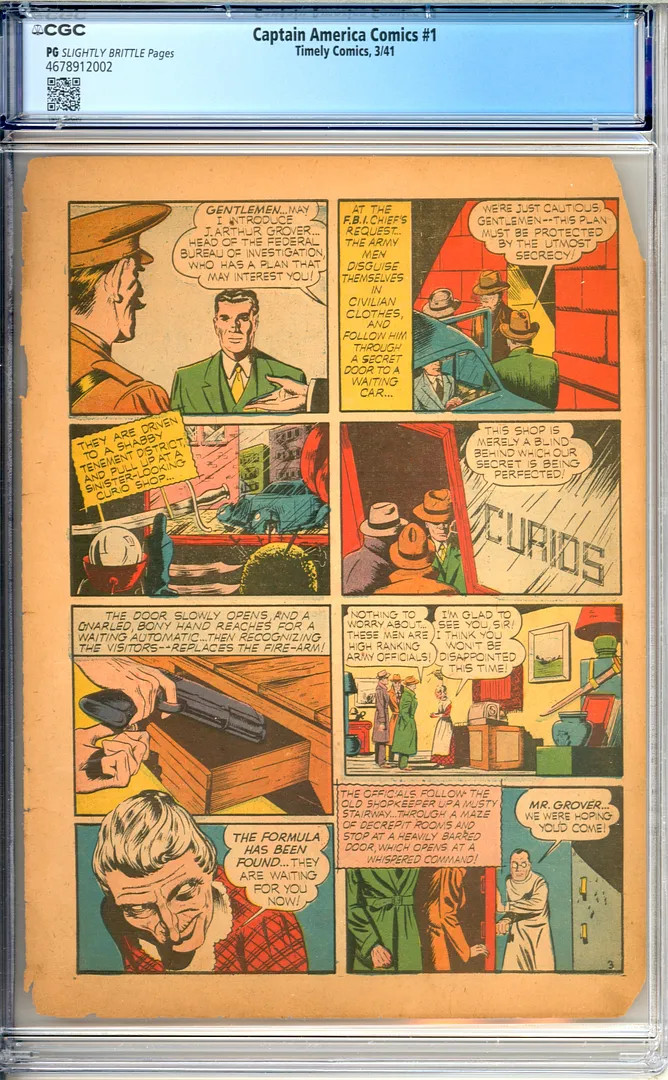 Captain America Comics #1 (Page 2 Only) Classic Origin Story Timely ...