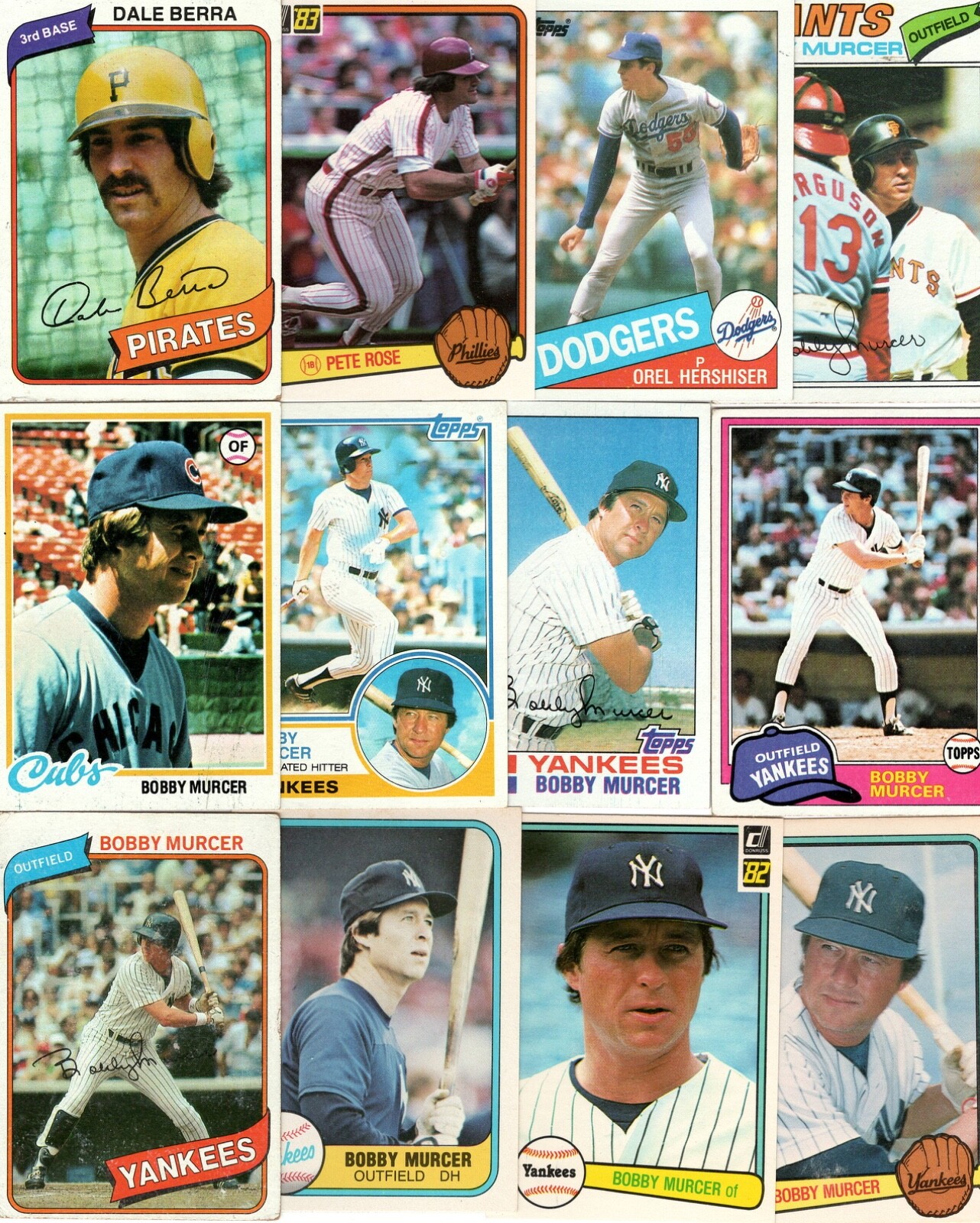A LOT OF (21) TOPPS & MORE BASE & INSERT CARDS VINTAGE MURCER ROSE ...