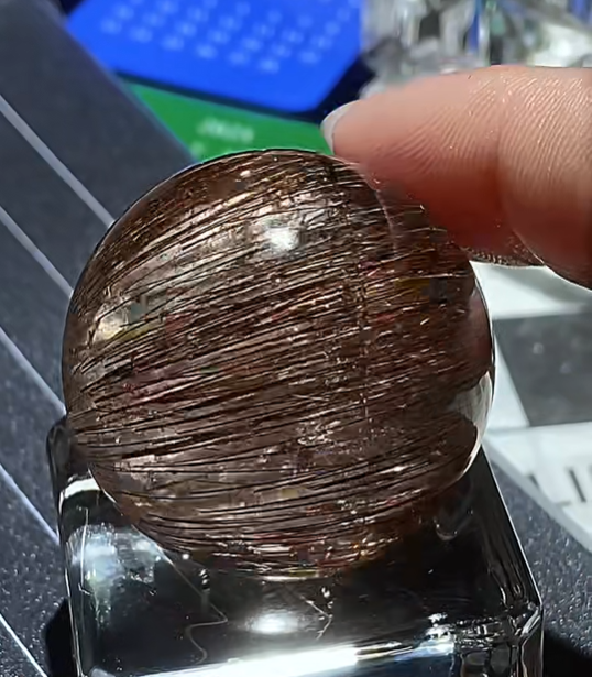 32mm Natural Copper Rutilated Quartz Sphere Energy Crystal Ball Reiki ...