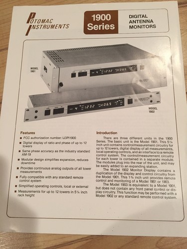 PI Potomac Instruments Equipment Manual (select one) FIM 71 Type 19 ...