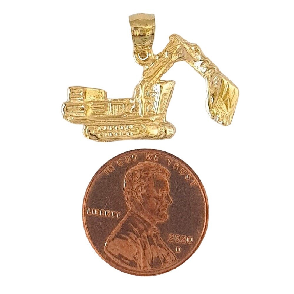 14k Yellow Gold EXCAVATOR, BULLDOZER Pendant / Charm, Made in USA | eBay