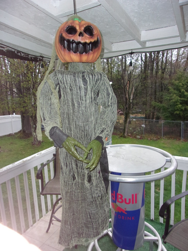 PROP HALLOWEEN ANIMATRONIC pumpkin head horror LIGHT UP 48" HANGING ...