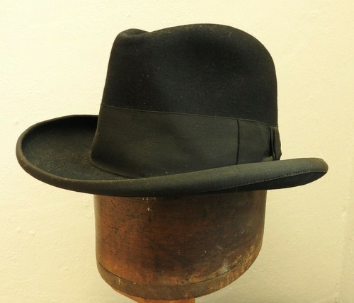 Original 1950's Vintage Austin Reed Black Fedora Trilby Hat Size 21 ...